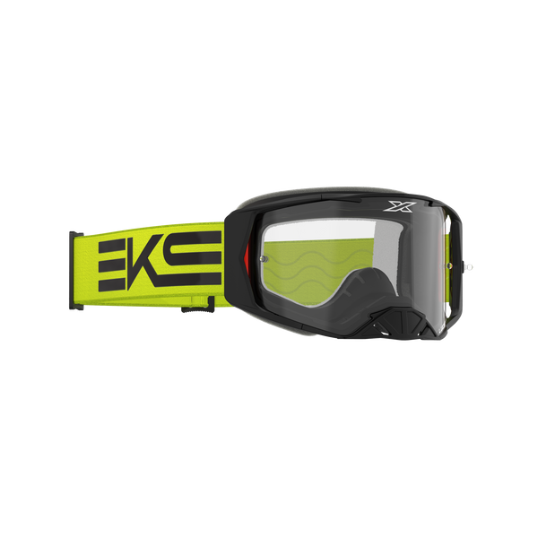 Lucid Race Face Goggle EKS Flag Flo Yellow Black - Clear Lens - EKS Brand
